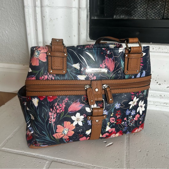 Rosetti | Bags | Rosetti Floral Shoulder Bag Black And Brown | Poshmark